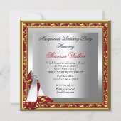 Regal Red Gold Damask Birthday Masquerade Party Invitation | Zazzle