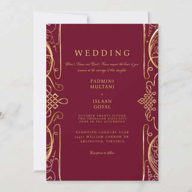 Regal Red Indian Style Wedding Invitation | Zazzle