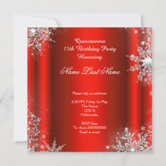 Regal Red Quinceanera Silver Tiara 15th Birthday Invitation | Zazzle