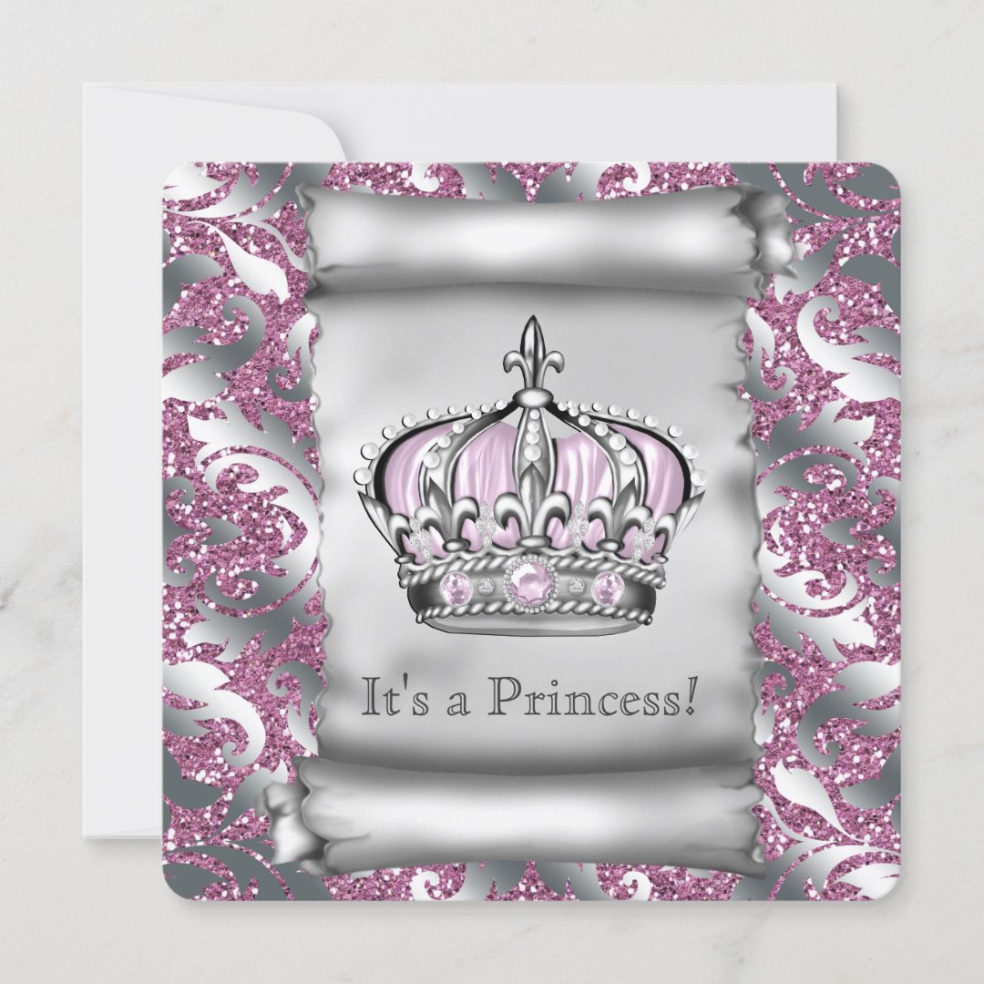 Regal Royal Pink Princess Baby Shower Invitation | Zazzle