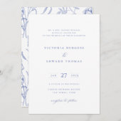 Regency Blue Floral Formal Wedding Invitation | Zazzle