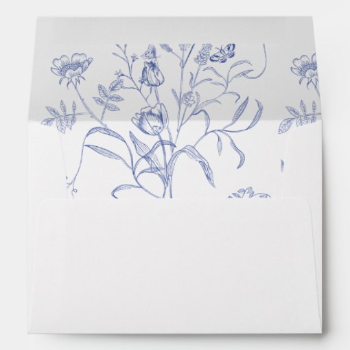Regency Blue Floral Wedding Invitation Envelope | Zazzle