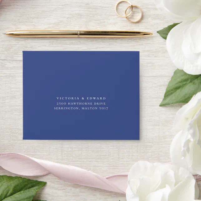Regency Blue Floral Wedding RSVP Envelope | Zazzle