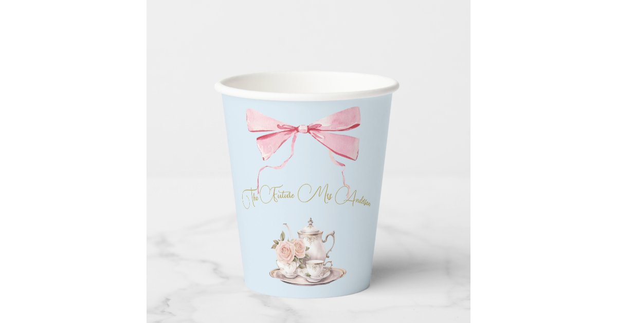 Regency Era Bridal Shower Ribbon Tea Party Paper Cups | Zazzle
