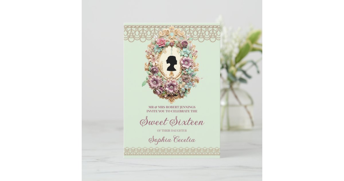 Regency Era Floral Sweet Sixteen Invitation | Zazzle