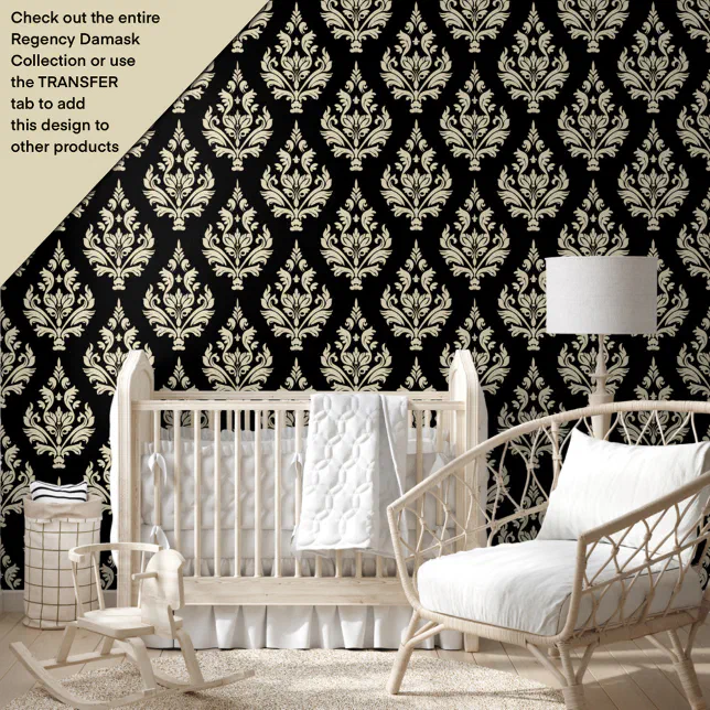 Regency Era Inspired Damask Scroll Leafy Wallpaper Wallpaper | Zazzle