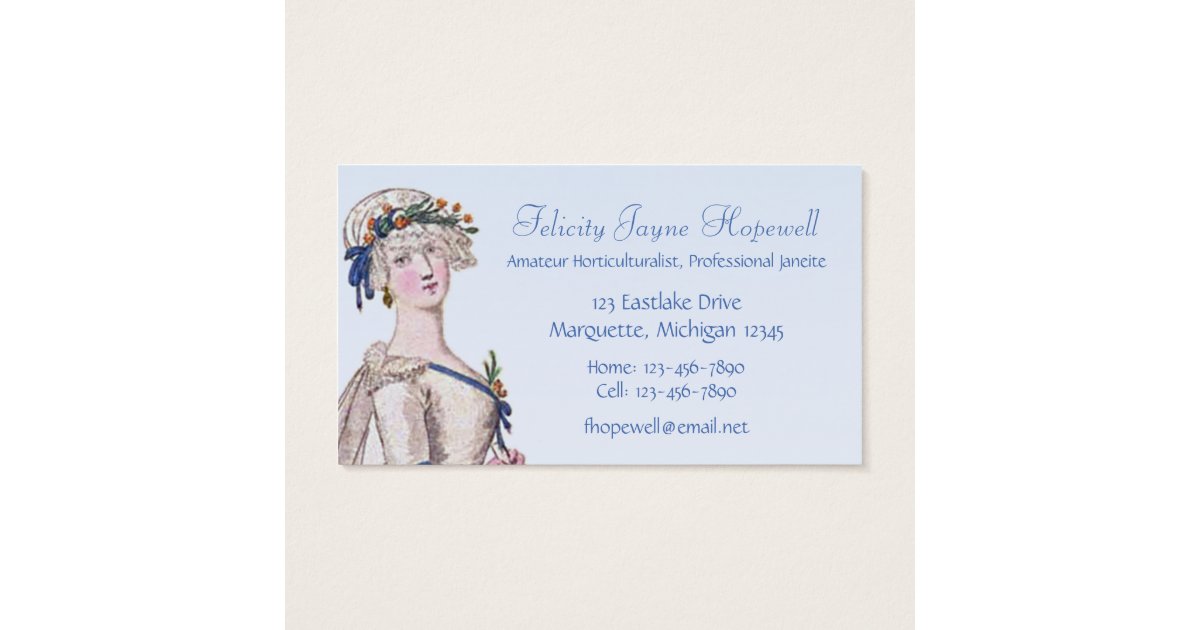 Regency Fashion Custom Personal Calling Cards | Zazzle