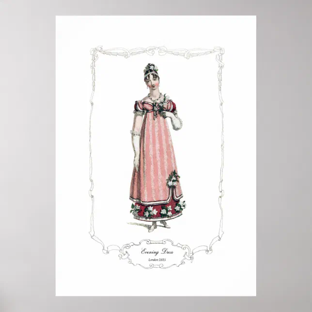 Regency Fashion Plate 1815 Evening Dress London Poster | Zazzle