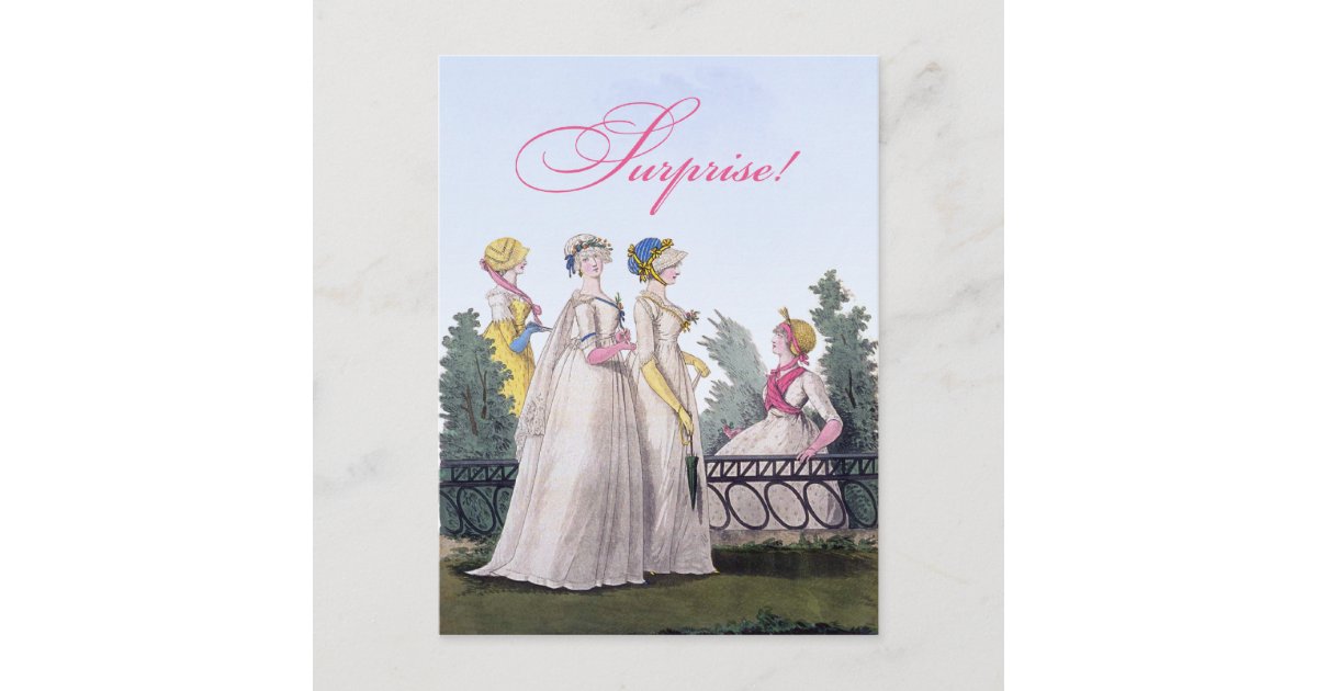 Regency Fashion Surprise Birthday Postcard | Zazzle