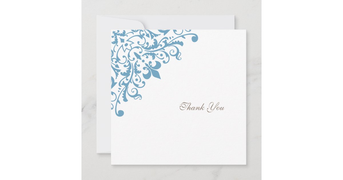 Regency French Blue Fleur de Lis Square Wedding Thank You Card | Zazzle