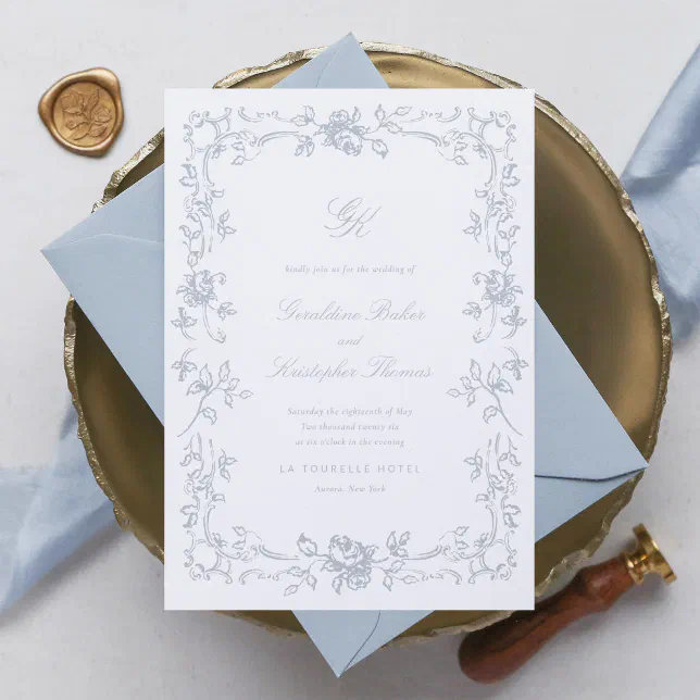 Regency Monogram Wedding Invitation | Zazzle