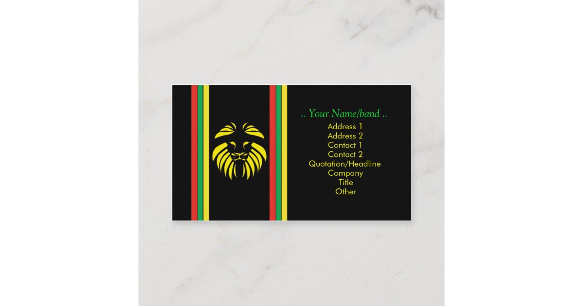 Reggae Lion B/Card Business Card | Zazzle