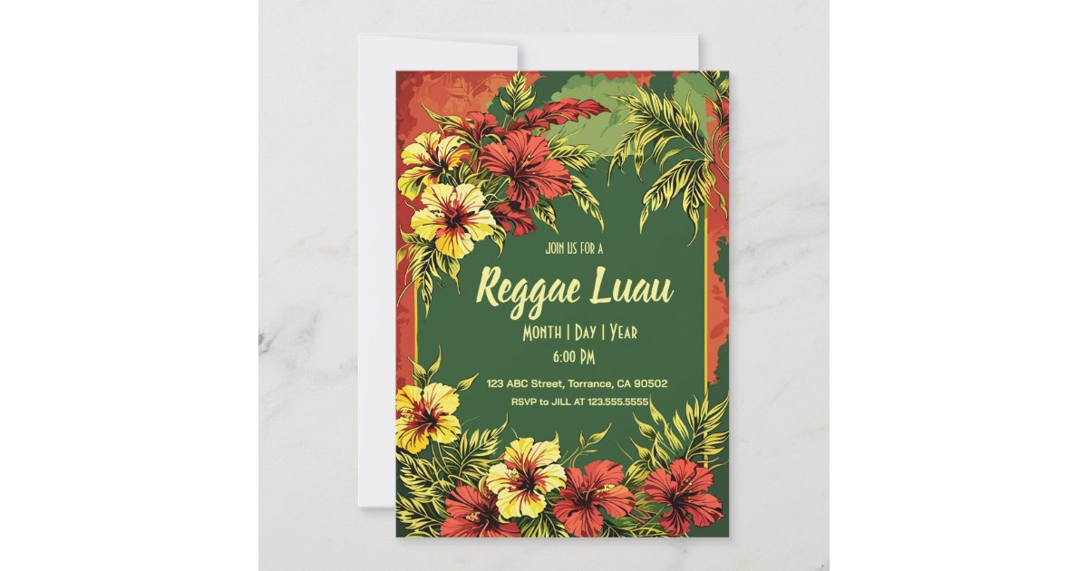 Reggae Luau Invitation | Zazzle
