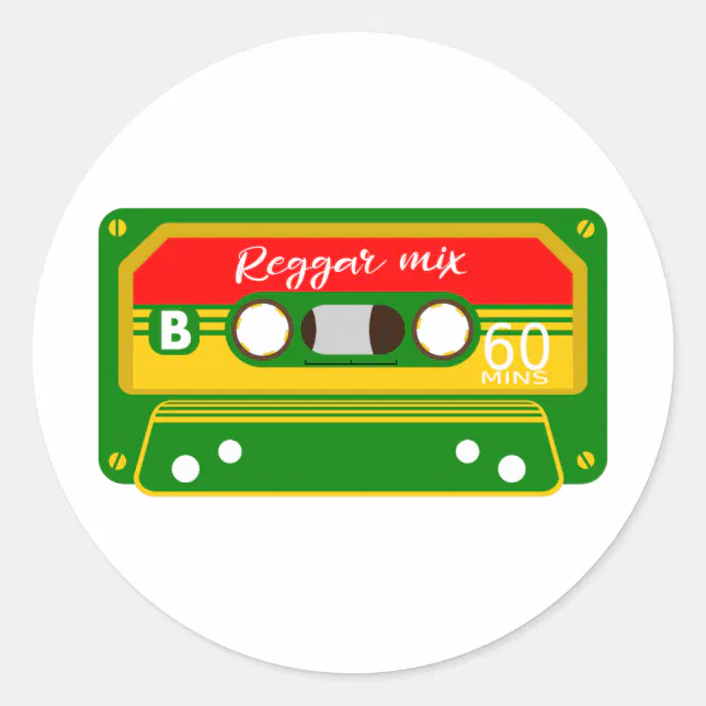 Reggae mix tape cassette Rastafarian Classic Round Sticker | Zazzle