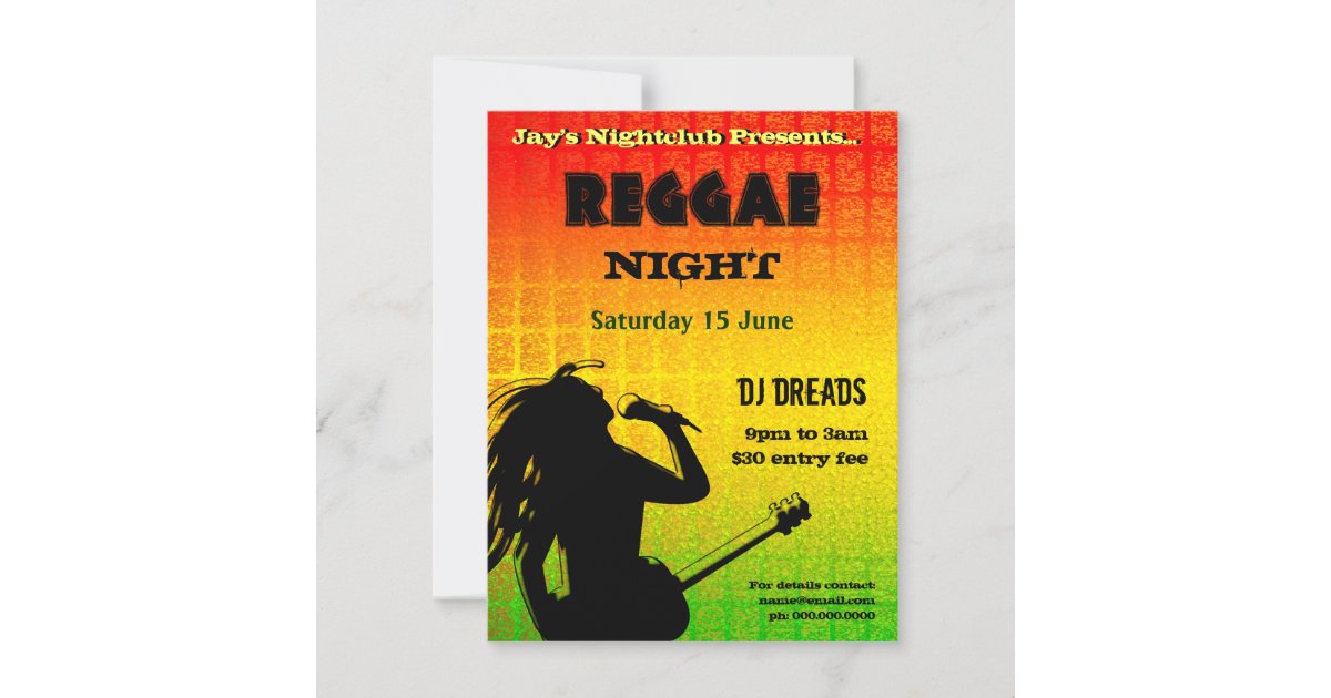 Reggae Night Party Invitation | Zazzle