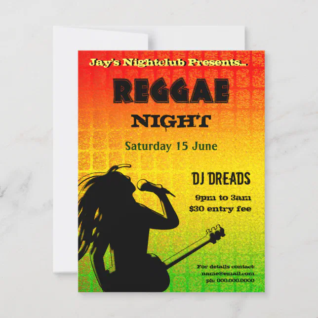 Reggae Night Party Invitation | Zazzle