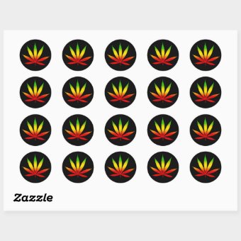 Reggae Rasta Rastafarian Leaf Round Stickers | Zazzle