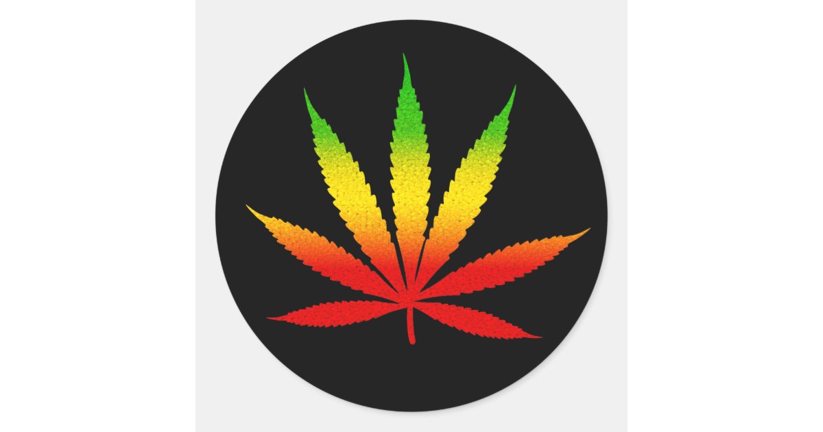 Reggae Rasta Rastafarian Leaf Round Stickers | Zazzle
