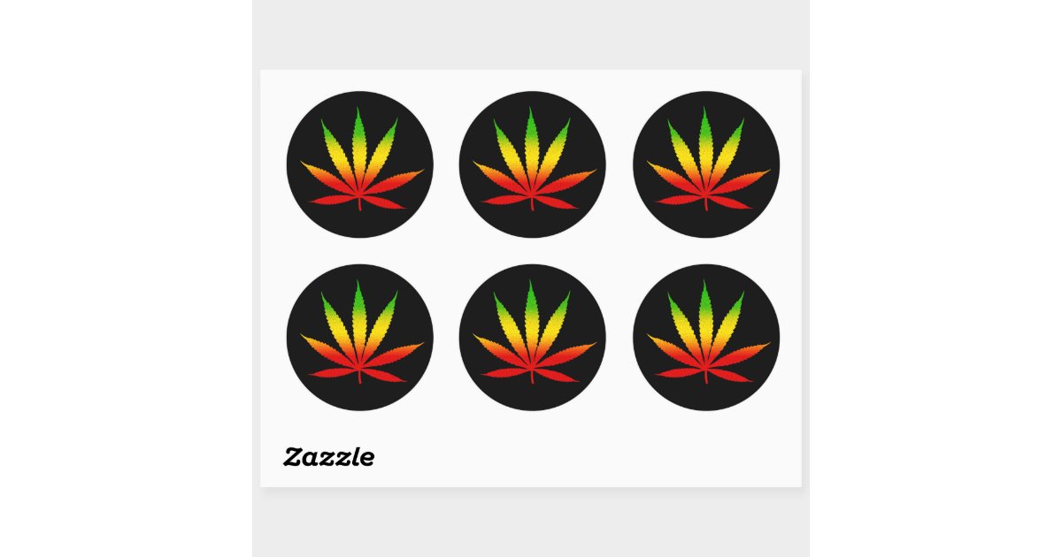 Reggae Rasta Rastafarian Leaf Round Stickers | Zazzle