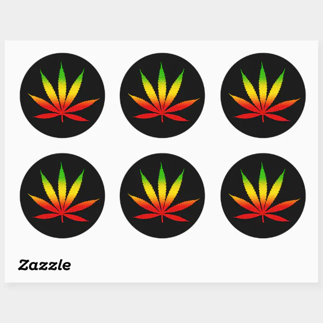 Reggae Rasta Rastafarian Leaf Round Stickers | Zazzle