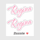 Regina Name in Pink x2 Sticker | Zazzle