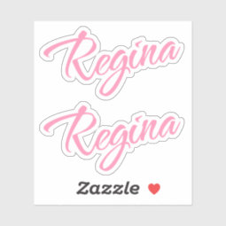Regina Name in Pink x2 Sticker | Zazzle