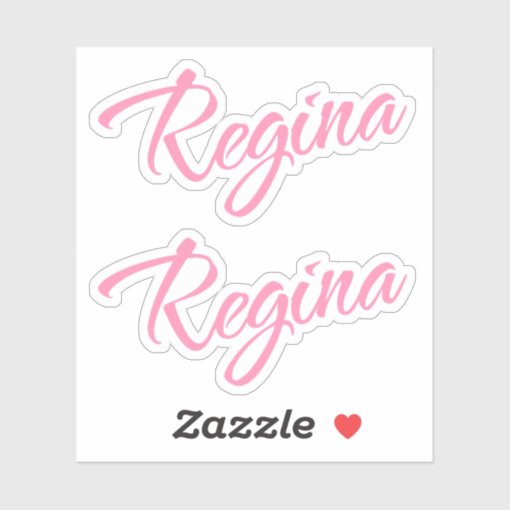 Regina Name in Pink x2 Sticker | Zazzle