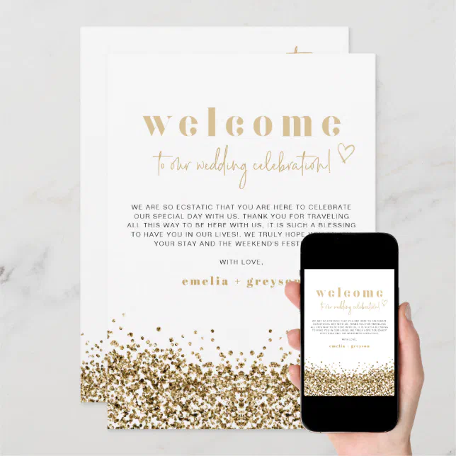 REGINA Yellow Gold Welcome Letter Timeline Card | Zazzle