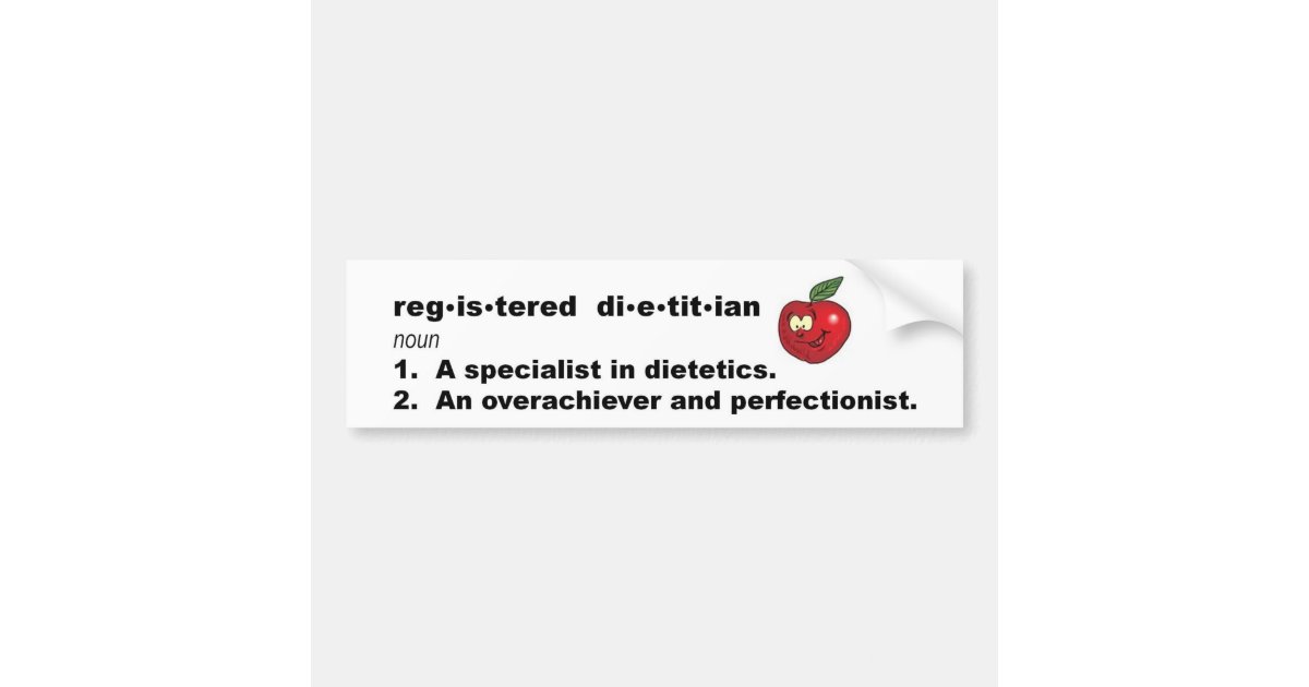 Registered Dietitian Definition Bumper Sticker | Zazzle