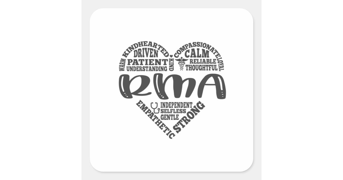 Registered medical assistant, rma square sticker | Zazzle
