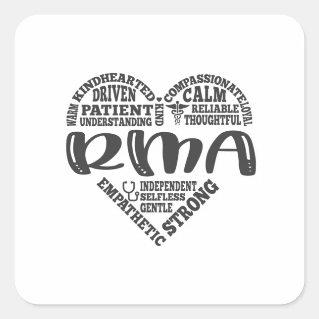 Registered medical assistant, rma square sticker | Zazzle