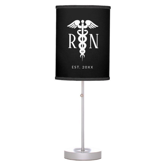 Registered Nurse Black White Caduceus Medical Table Lamp | Zazzle.com