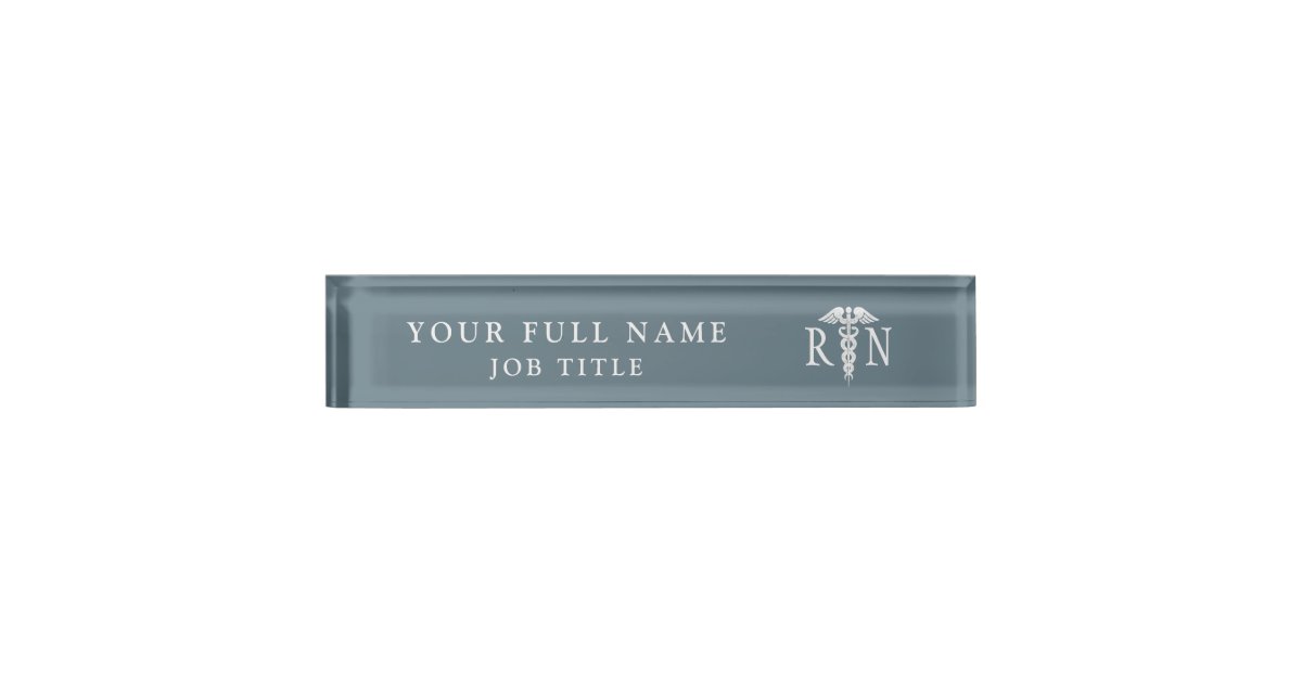 Registered Nurse Case Manager Dusty Blue Medical Desk Name Plate | Zazzle
