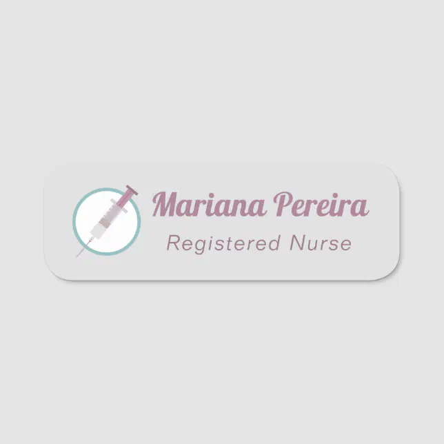 Registered Nurse Custom Cute Syringe Personalized Name Tag | Zazzle
