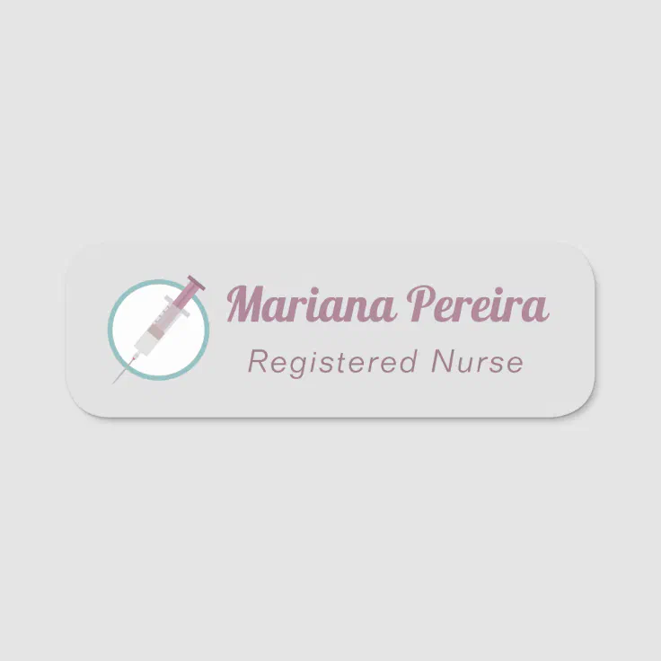 Registered Nurse Custom Cute Syringe Personalized Name Tag | Zazzle