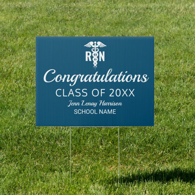 Registered Nurse Graduation Blue Personalized Yard Sign | Zazzle