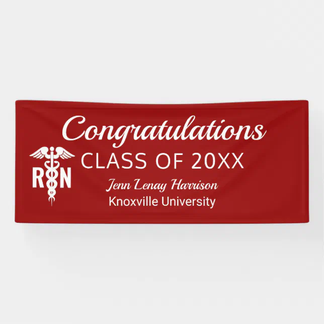 Registered Nurse Graduation Medical Red Custom Banner | Zazzle