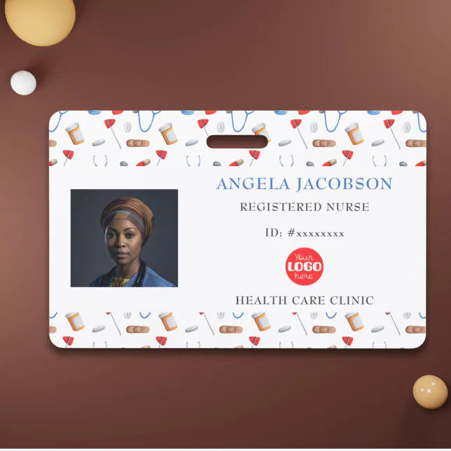 Registered Nurse Healthcare Logo Horizontal ID Badge | Zazzle