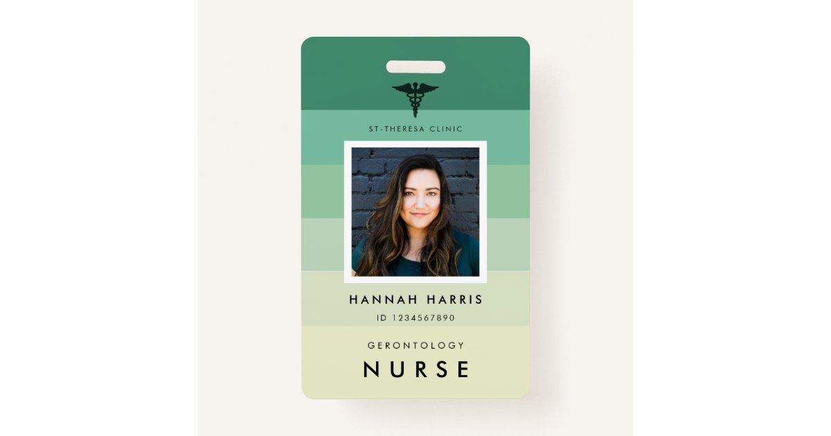Registered nurse Hospital employee name tag photo Badge | Zazzle