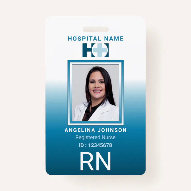 Registered Nurse ID Identification Name Photo Blue Badge | Zazzle