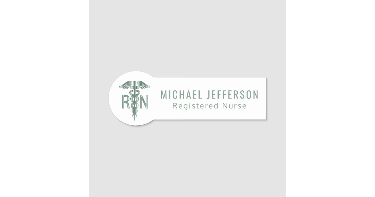 Registered Nurse - Logo - Green Name Tag | Zazzle