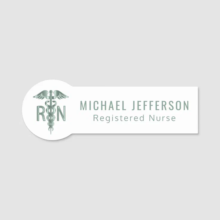 Registered Nurse - Logo - Green Name Tag | Zazzle