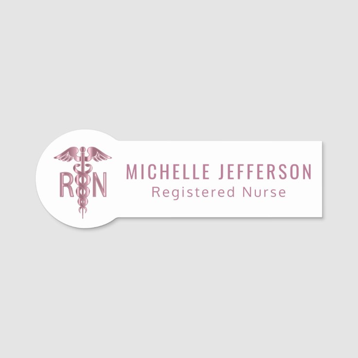 Registered Nurse - Logo - Pink Name Tag | Zazzle
