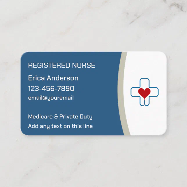 Registered Nurse Modern Cross Heart Business Cards | Zazzle