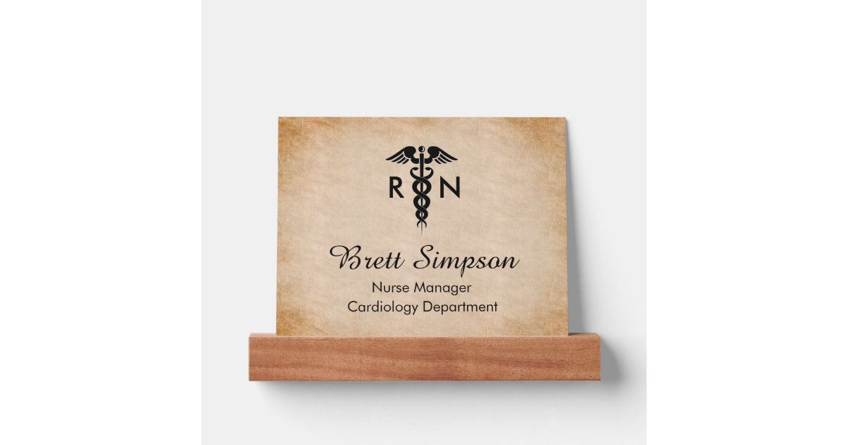Registered Nurse Office Wall Name Plate with Ledge | Zazzle