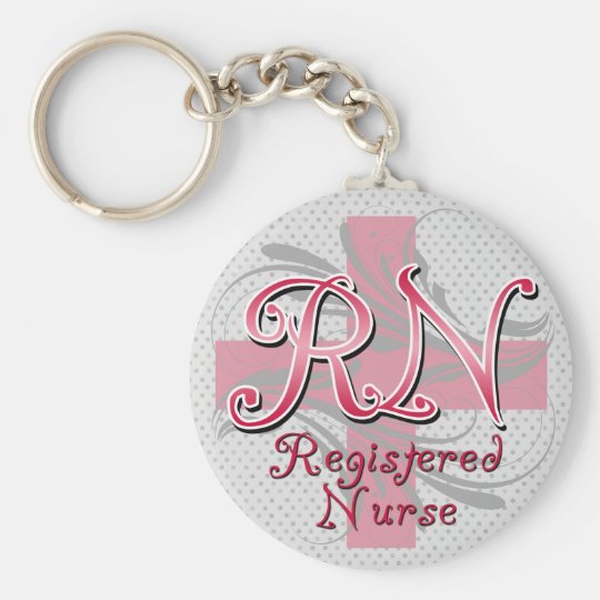 Registered Nurse, Pink Cross Swirls Keychain | Zazzle.com
