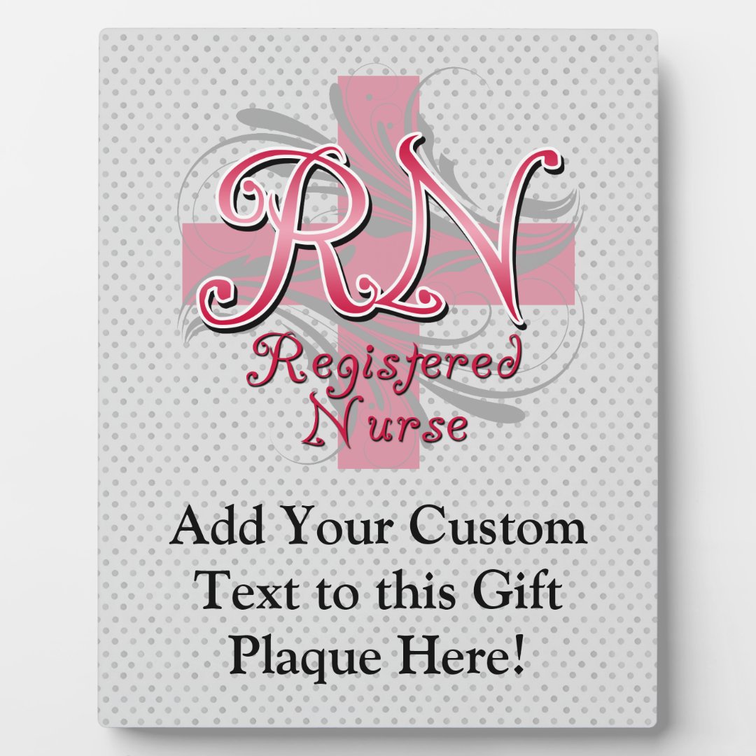 Registered Nurse, Pink Cross Swirls Plaque | Zazzle