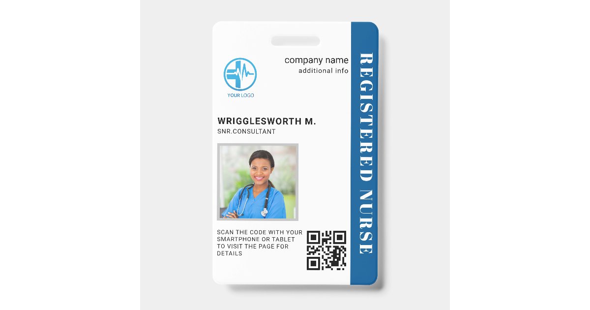 Registered Nurse QR Code Medical Center Photo ID Badge | Zazzle