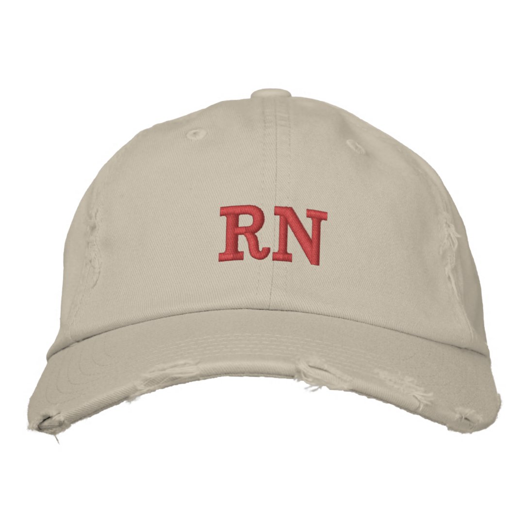 Registered Nurse RN Beige Red Embroidered Baseball Cap | Zazzle