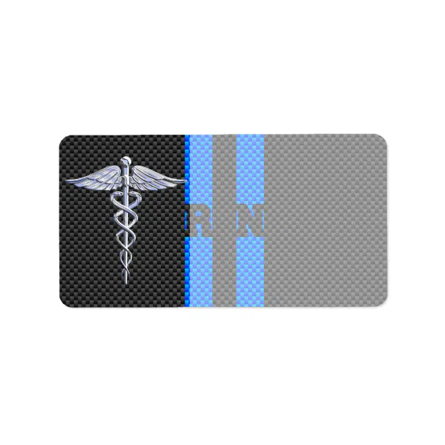 Registered Nurse RN Caduceus Carbon Fiber Decor Label | Zazzle